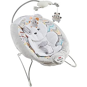 Fisher-Price Sweet Snugapuppy Deluxe Bouncer, portable bouncing baby seat with overhead mobile, music, and calming vibrations [Amazon Exclusive]