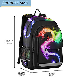 senya Backpack for Boys Girls, Rainbow Fire Dragon Backpack Students Bookbag Daypack for School Primary Teens