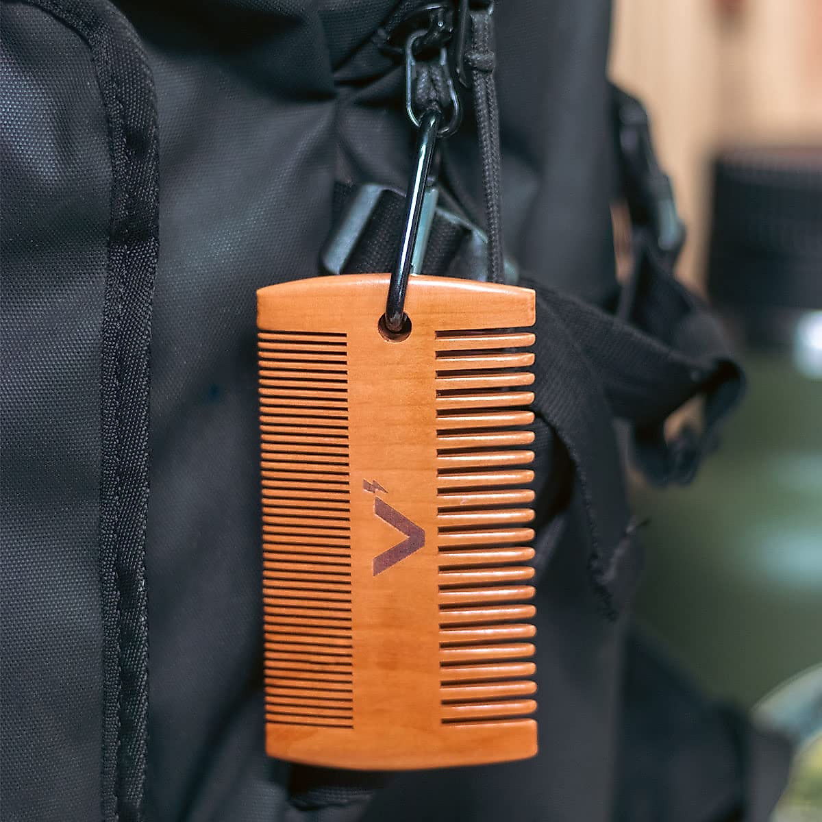 Volt Twin Beard and Mustache Comb for Men - All Natural Pearwood - Double-Sided Travel Size Pocket Comb for Detangling and Styling Beard - Men's Grooming Products