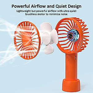 Coolfor Handheld Fan,Mini Portable Fan 2000mAh USB Rechargeable Battery Operated Cooling Hand Fan with 3 Adjustable Speeds for Travel Makeup Office shopping picnic indoor outdoor use(Orange)