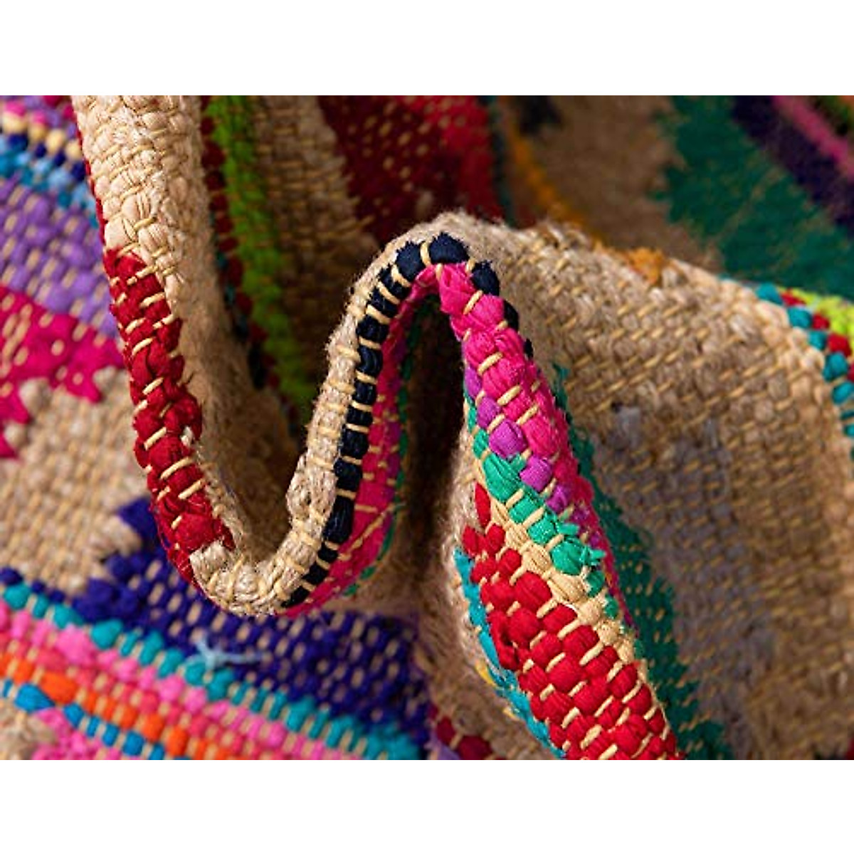 Unique Loom Chindi Trellis Collection Southwestern, Geometric, Modern, Bright Colors Area Rug (5' 0 x 8' 0 Rectangular, Multi/Beige)