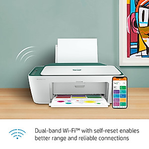 HP DeskJet 27 42e Series Wireless Inkjet Color All-in-One Printer - Print Copy Scan - Mobile Printing - USB Connectivity - Up to 7 ISO PPM - Up to 4800 x 1200 DPI - Sequoia + HDMI Cable (Renewed)