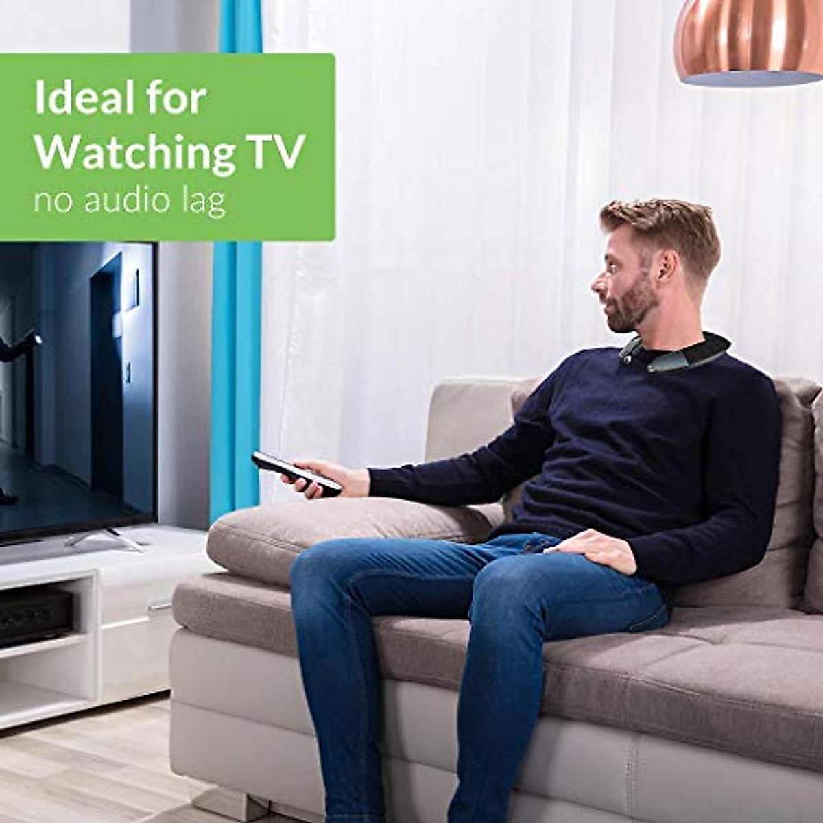 Avantree Orbit & Torus, New Bluetooth 5.0 Audio TV Wireless Transmitter w/LCD Display and Wearable Wireless Speaker with Retractable Earbuds aptX HD 3D Surround Stereo for TV
