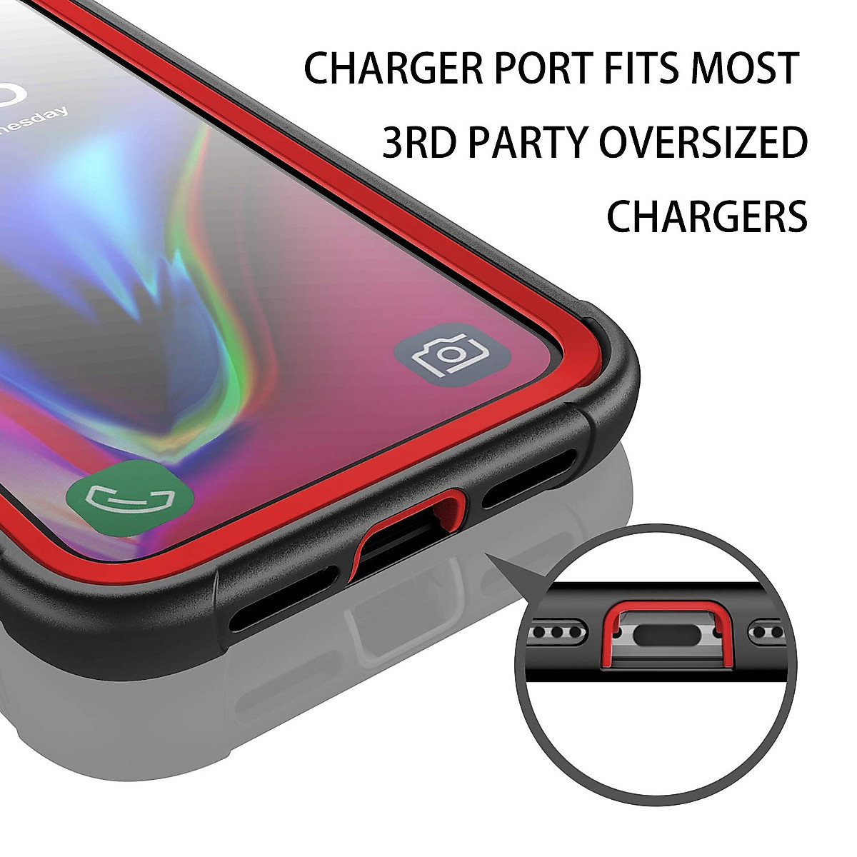 ImpactStrong iPhone 11 Case, Clear Full Body Ultra Protective Case with Built-in Clear Screen Protector Transparent Full Body Cover for iPhone 11 6.1-Inch (2019) - Red