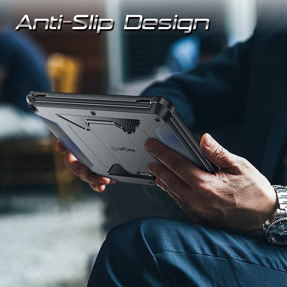 Fintie Case for Amazon Fire HD 10 and 10 Plus Tablet (11th Generation 2021 Release), [Tuatara] Rugged Unibody Hybrid Kickstand Cover w/Built-in Screen Protector, Black