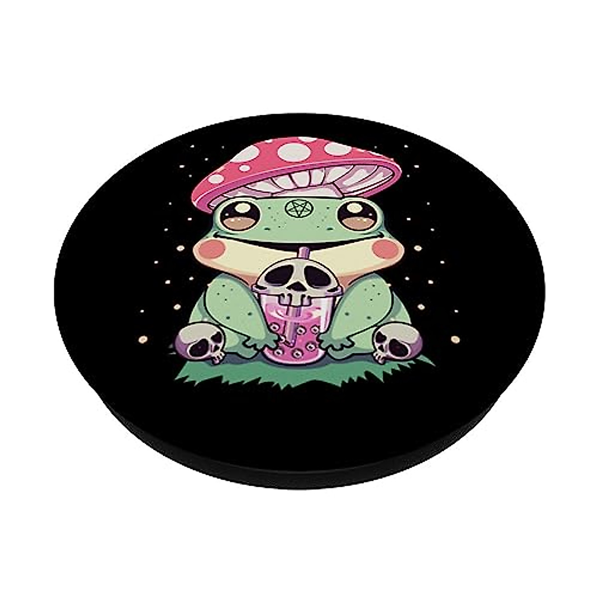 Pastel Goth Kawaii Frog Boba Tea and Mushroom Frog PopSockets Swappable PopGrip