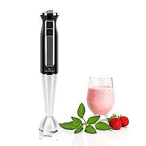 SOLTRONICS 3-in-1 Hand Blender, 3-in-1, 8-Speed 500 Watts Stick Blender with Milk Frother, Egg Whisk for Smoothies, Coffee Milk Foam, Puree Baby Food, Sauces and Soups, BPA-Free, Black