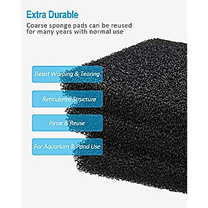 Duedusto Aquarium Filter Pad Media, Bio Sponge Pad Coarse, Cut to Fit Any Aquarium Filter, 3 Pieces
