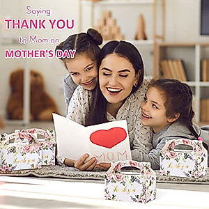 Xinnun 50 Pcs Thank You Treat Boxes Floral Design Gift Boxes Gable Boxes Party Favor Boxes for Tea Party, Wedding, Thanksgiving Day, Christmas