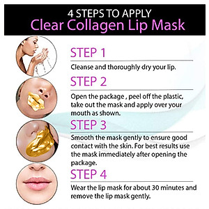 24K Golden Crystal Lip Masks 30 Pieces Hydrating Lip Plumper Mask Collagen Nourishing Lip Care Gel Pads Remove Dead Skin Anti Chapped & Anti-Aging Lip Patches