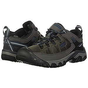 KEEN Men's Targhee 3 Low Height Waterproof Hiking Shoes, Steel Grey/Captains Blue, 10