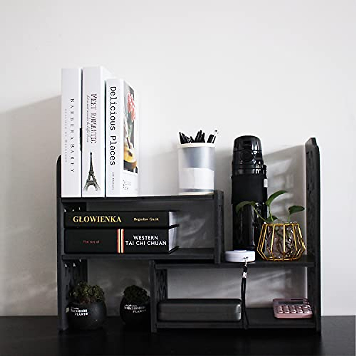YGYQZ Small Bookshelf for Desktop Storage, Mini Cute Office Desk Shelves White Versatility Organizers for Women, Kids