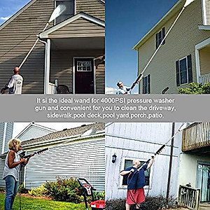 Selkie 120inch Pressure Washer Extension Wand Power Washer Lance with Spray Nozzle Tips,30°,90°Curved Rod, 1/4’’Quick Connect, Replacement for Anti-Leaked Ring 4000 PSI…