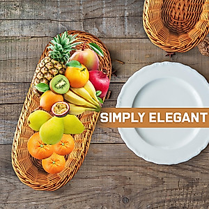 Kovot Wicker Bread Basket - 14.5" Woven Polypropylene Basket – For Food Display and Serving – Snack Organizer Basket