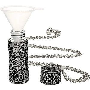 1928 Jewelry Women's Antiqued Pewter Filigree Covered 3.69 Ml Glass Vial Pendant Necklace Enhancer, 30