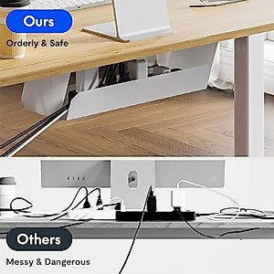 FLEXISPOT Adjustable Desk Quick Assembly Electric Standing Desk with 48 x 24 Inches Whole-Piece Ergonomic Memory Controller Sit Stand Desk(White Frame + 48" Bamboo Texture Desktop)