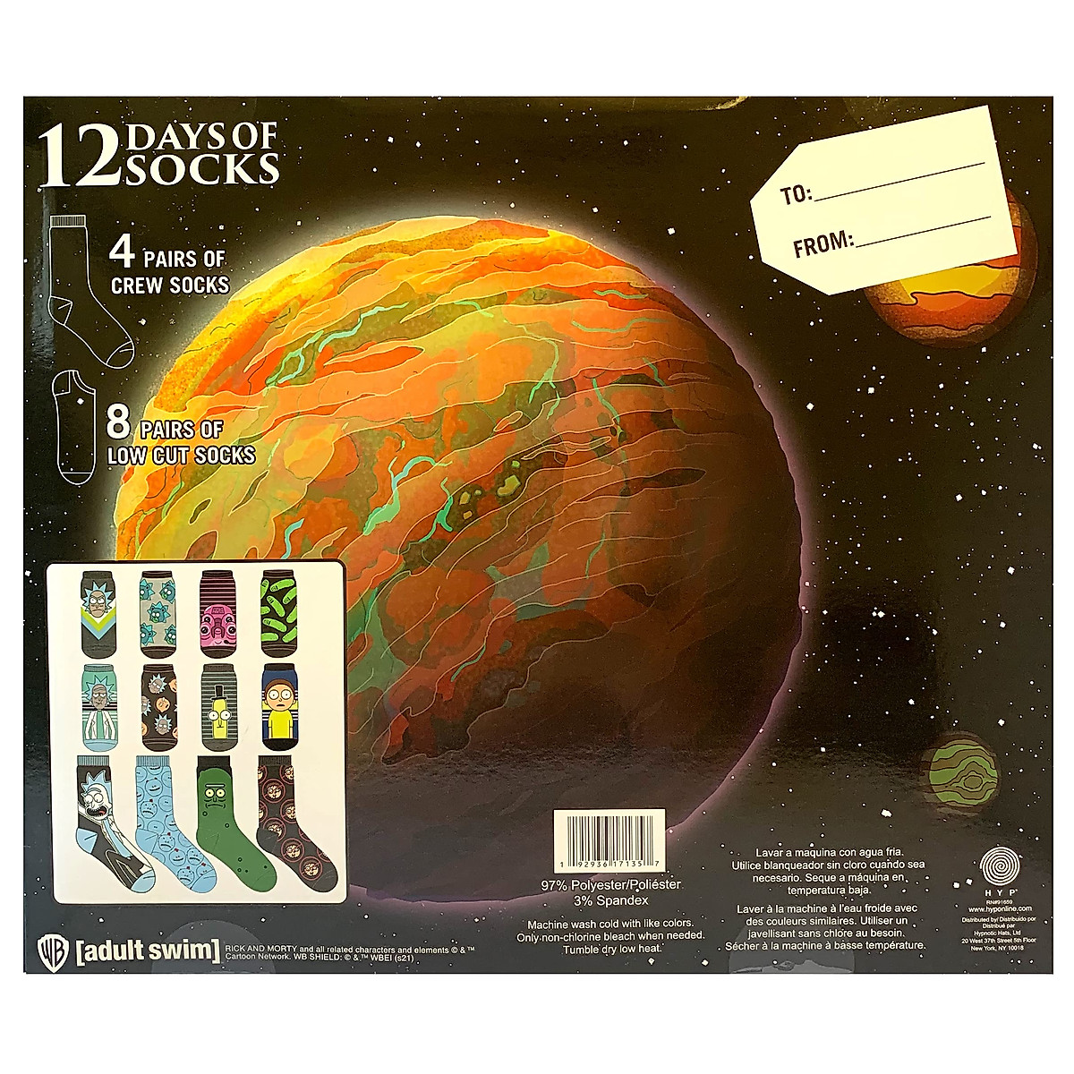 Hyp Rick and Morty Men's Men's 12 Days of Socks in Advent Gift Box