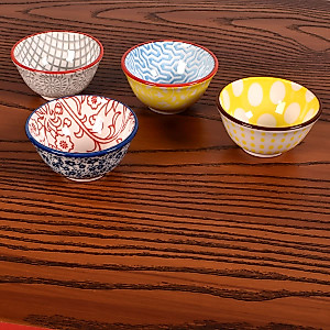 The Barrington Garage Patterned 2-1/2-inch Ceramic Wasabi/Pinch Bowls, Set of 4, Multicolor