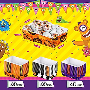 120 Pieces Halloween Paper Food Trays Nacho Trays Halloween Treat Snack Candy Holder Trays Disposable Serving Trays for Halloween Decorations Trick or Treat Party Supplies(5.12 x 3.23 x 1.65 Inches)