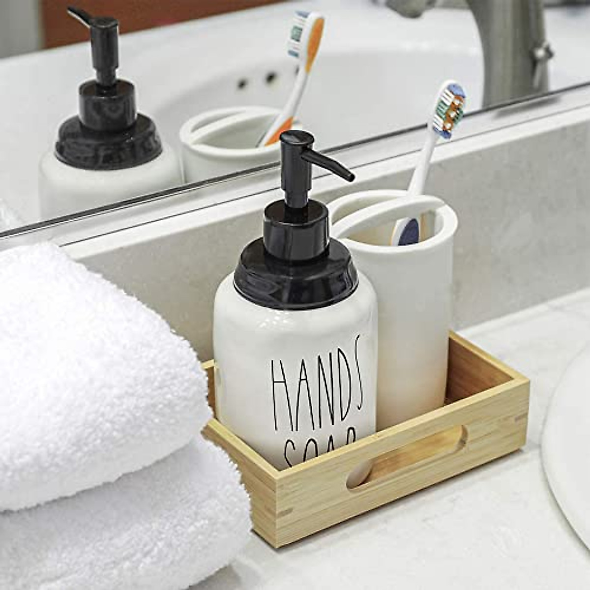 16 Oz Ceramics Soap Dispenser for Kitchen and Bathroom, Perfect for Kitchen White Sink Dispenser, Hands and Dishes Soap Dispenser Ideal for Essential Oil & Lotion