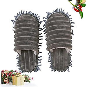 IWOWHERO 1 Pair Indoor Slippers Household Vacuum Cleaners Women'sandals Foot Mop Slippers Reusable Slipper Bathroom Mop Slippers Floor Leisure Shoes Small Mop Grey Miss Stripe Frey Mop