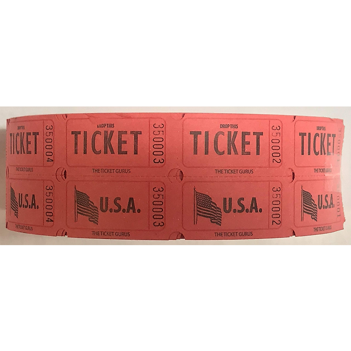 "USA Flag" Raffle Tickets 2000 per Roll 50/50 (RED)
