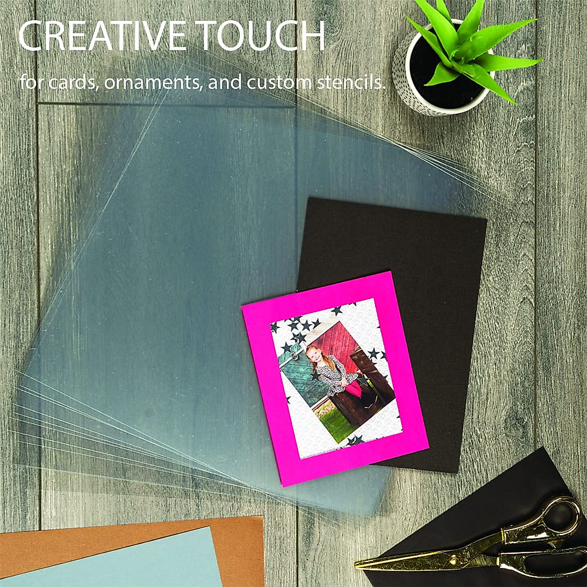 Samsill 50 Pack 12" x 12" .007" Clear Craft Plastic Sheets Compatible with Cricut, Stencils, Cards, Journals, Crafts, 3D Embellishments, Clear Craft Plastic,Acetate
