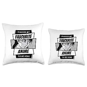 Stocking Stuffers For Teen Boys & Girls Design Co I Paused My Favourite Anime to Be Here Throw Pillow, 16x16, Multicolor