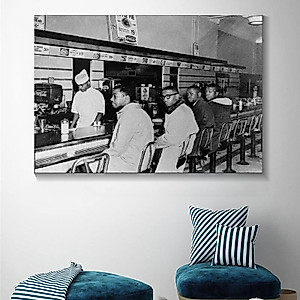 SUPERYUFENG Black History Greensboro Sit-in at Woolworth's February 2 1960 Poster Decorative Painting Canvas Wall Art Living Room Posters Bedroom Painting 16x24inch(40x60cm)
