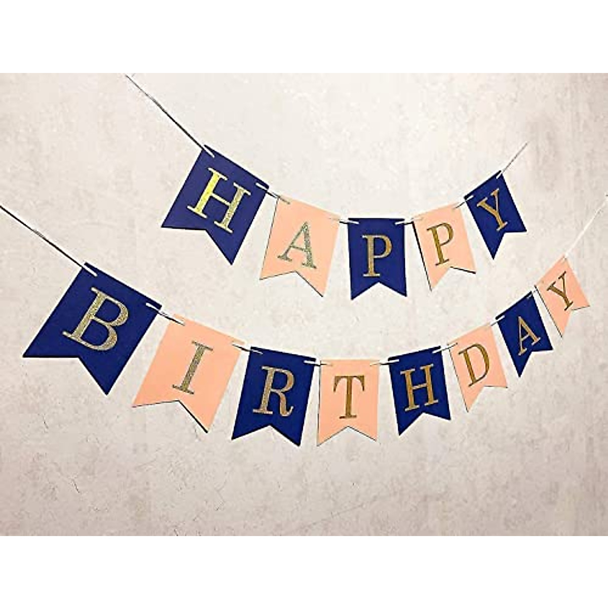 Navy Blue Birthday Decorations for Women 50th/40th/60th Birthday Qian's Party Champagne Peach Navy Peach Balloons HAPPY BIRTHDAY Banner for Women's Birthday Party Decorations