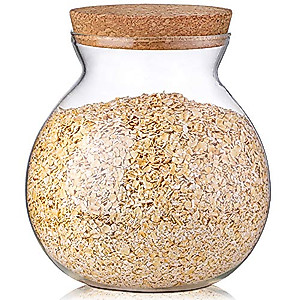 ONEISALL Glass Jar Storage Containers, 60 oz Easter Candy Jar Kitchen Canisters, Airtight Cookie Jar with Cork Lid, Perfect for Candy, Canning, Cereal, Sugar, Beans, Spice, Coffee