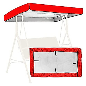 Replacement Garden Swing Cover Top Cover Waterproof Outdoor Swing Chair Awning Anti-UV Patio Hammock Cover Top Sun Shade Rainproof for 2/3-Seater-Swing 22.6.21 (Color : Red, Size : 195X125X15/20cm)