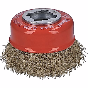 Bosch X-LOCK 2608620730 Cup Wire Brush (Cup Shape, 3.0 inches (75 mm), Brass 0.01 inches (0.3 mm), Straight, 1 Piece)