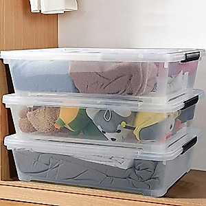 Zopnny 3-Pack 40 Quart Plastic Underbed Storage Box, Large Clear Under Bed Storage Bin with Wheels