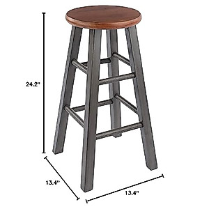 Winsome Wood Ivy Counter Stool, Rustic Gray and Teak, 24"