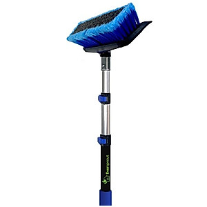EVERSPROUT 1.5-to-3 Foot Scrub Brush | Built-in Rubber Bumper | Lightweight Extension Pole Handle | Soft Bristles wash Car, RV, Boat, Solar Panel, Deck | Shower Brush for Cleaning | Floor Brush