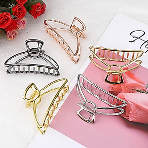 Fuystiulyo 5 Pcs Large Metal Hair Claw Clips for Women, Hair Catch Barrette Jaw Clamp Half Bun Hairpins for Thick Hair, Hair Accessories for Women and Girls