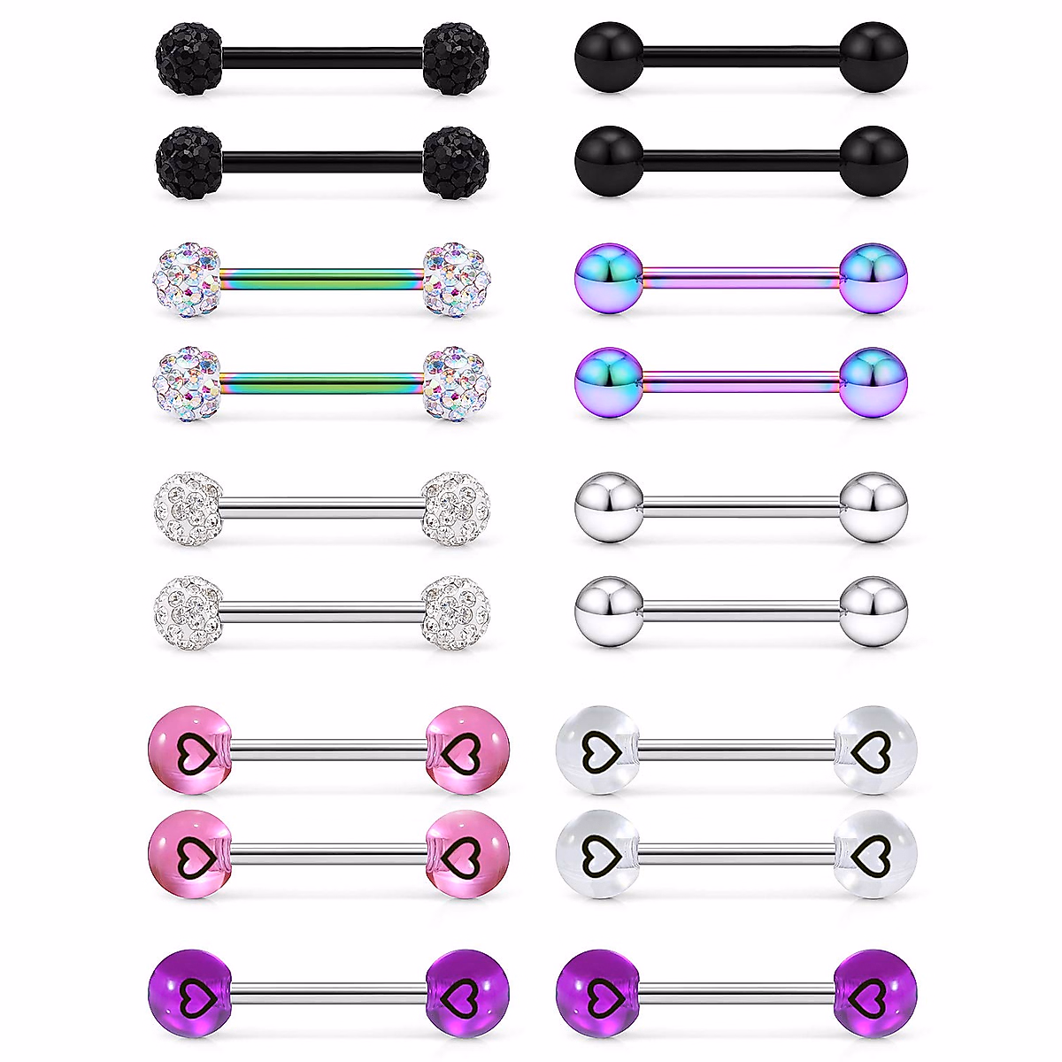 Kadogohno Tongue Rings, Nipple Piercing Jewelry, Tongue Piercing Jewelry, Nipple Rings for Women, Tongue Rings for Women, Nipple Piercing, Tongue Piercing, Nipple Rings Surgical Steel, Tongue Ring