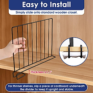 Shelf Dividers for Wood Shelves, 8 Pack Metal Closet Shelf Dividers for Clothes, Vertical Purse Organizer for Closet Organization, Steel Closet Separators for Bedroom Wardrobe Cabinet Pantry (Black)