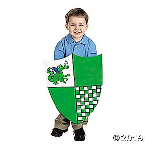 Fun Express DIY Shield Kit for Kids - Set of 12 Cardboard Shields - VBS Vacation Bible School Supplies/Decor - Link Party, Knight Crafts and Play Castle Activities