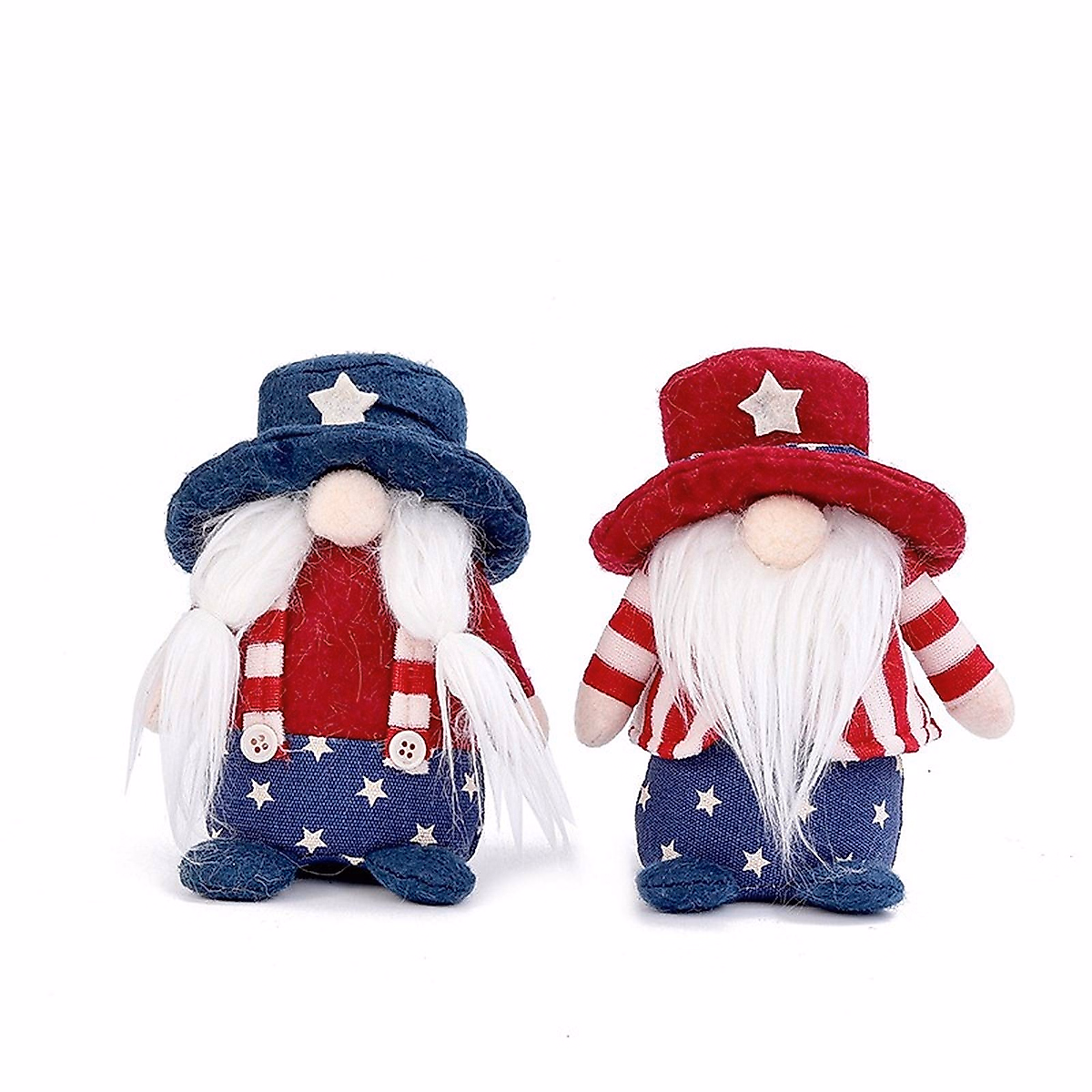 KEAIDO July 4th Gnome Independence Day Hanging Ornament Set of 2, Patriotic Gnome USA Stars and Stripes American Flag Plush Faceless Doll Veterans Day Memorial Day Gift Uncle Sam Tomte Elf Home Decor