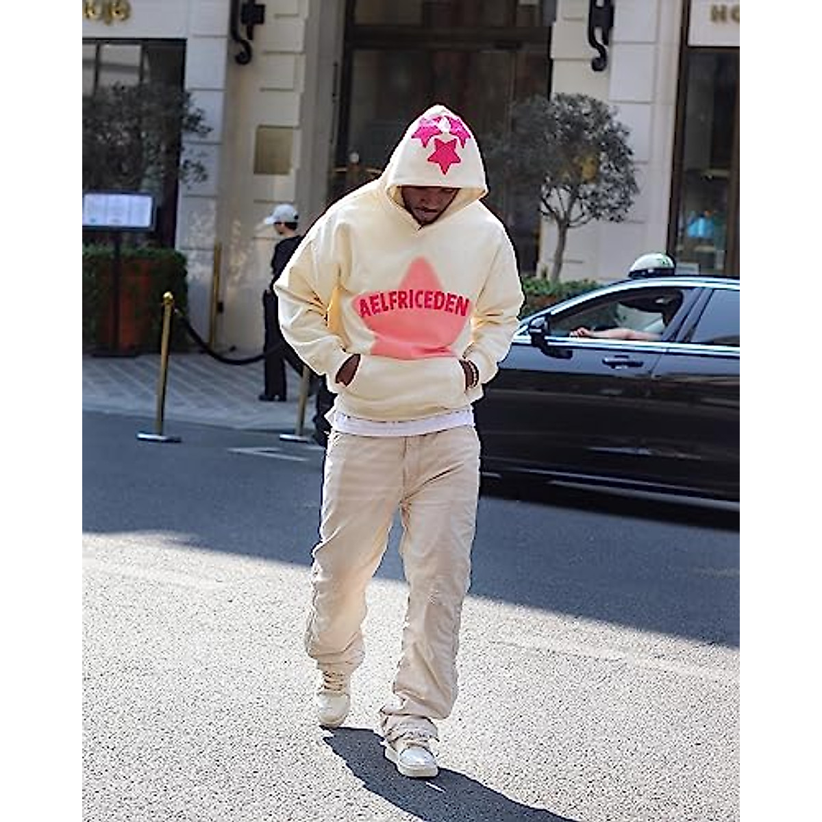 Aelfric Eden Mens Vintage Bone Printed Hoodie Sweatshirt Casual Oversized Long Sleeve Streetwear Hiphop Hooded Pullover