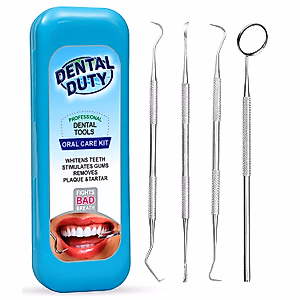 Dental Tools, Dental Pick for Teeth Cleaning - Dental tools to remove plaque and tartar - Dentist Instrument Set for Teeth Cleaning - Stainless Steel Scraper and Mouth Mirror for Calculus (Aqua)