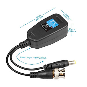 eoere Passive Video Power Balun 8MP BNC DC to RJ45 Network Transceiver Cat5/Cat6 Adapter AHD/TVI/CVI/CVBS for Full HD CCTV DVR Security Surveillance Camera System 5 Pairs