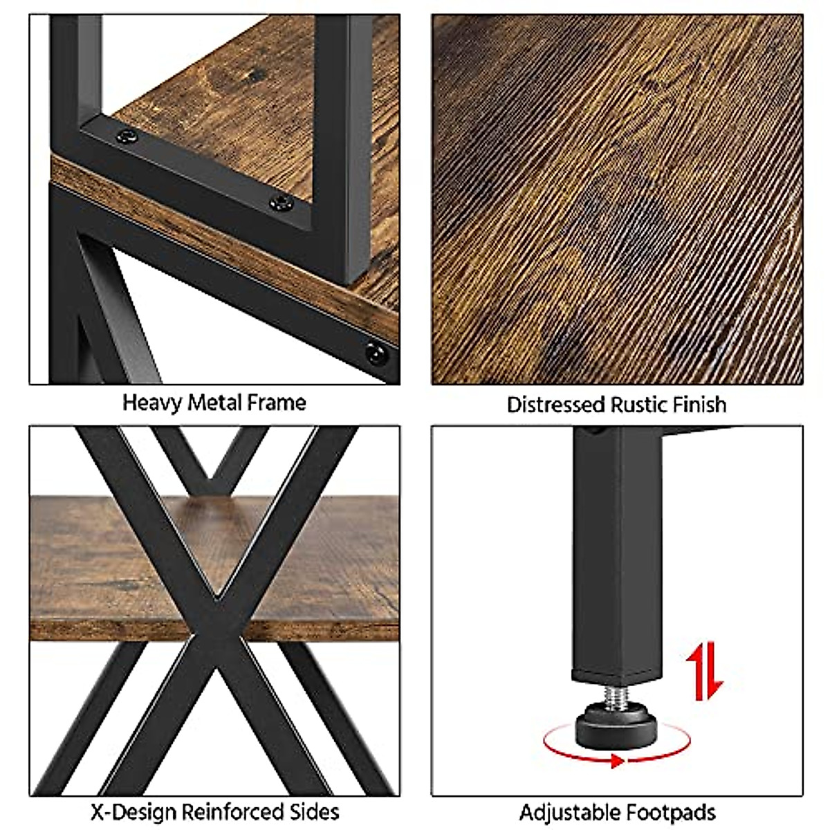 Yaheetech Kitchen Bakers Rack with Storage, 5-Tier Microwave Oven Stand Shelf Coffee Bar, Freestanding Utility Kitchen Storage Rack with X Designed Metal Support, 35.5 x 16 x 65 inches, Rustic Brown