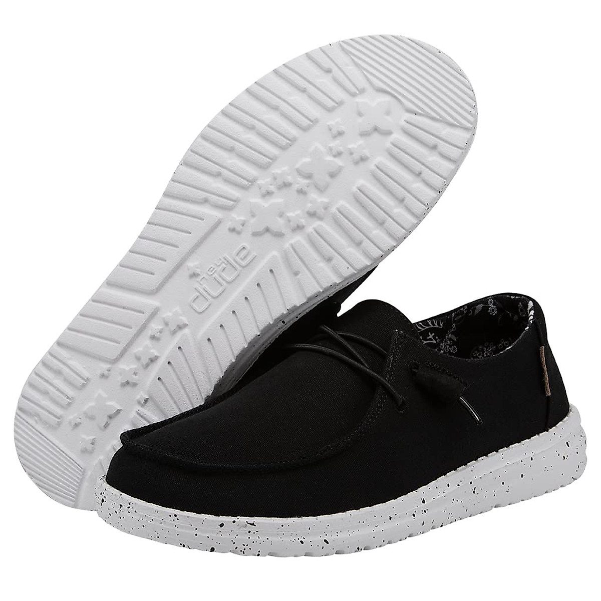 Hey Dude Women's Wendy Canvas Black Odyssey Size 8 | Women’s Shoes | Women’s Lace Up Loafers | Comfortable & Light-Weight
