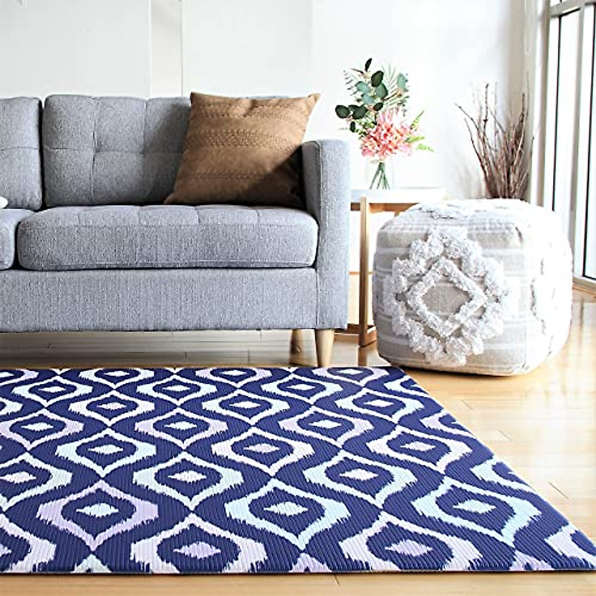 Stylish Reversible Foam Floor Mat | Play mat for Toddlers, Baby Play mat, Tummy time Crawling mat | Kids Play mat | Yoga Mat | Non-Toxic, Waterproof, Durable, Easy-to-Clean | Large Blue - Gray