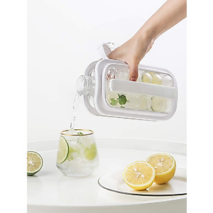 LittleStar Ice Cube Trays 2 in 1 Portable Ice Ball Maker Kettle With 17 Grids Flat Body Lid Cooling Ice Pop/Cube Molds For Hockey,Cocktail,Coffee,Whiskey,Champagne,Beer,Juice,Water (Gray)