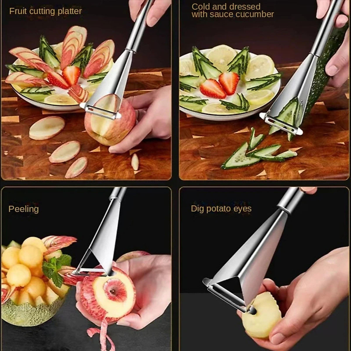 Fruit Carving Knife, Stainless Steel Fruit & Vegetable Cutter Knife, Multi-purpose V Shape Fruit Carving Peeler Tool, Mold Carving Tool Accessories for Home Kitchen DIY Food Platter Tray Decoration