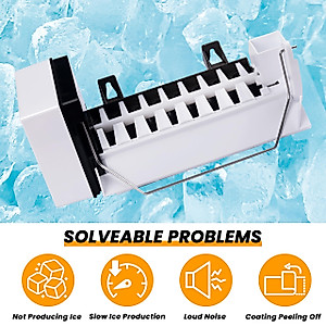 RARELEMON 2198597 W10190960, 2198597R Compatible Ice Maker for KitchenAid KSCS25INSS00, KSCS25INMS00 Refrigerator Models